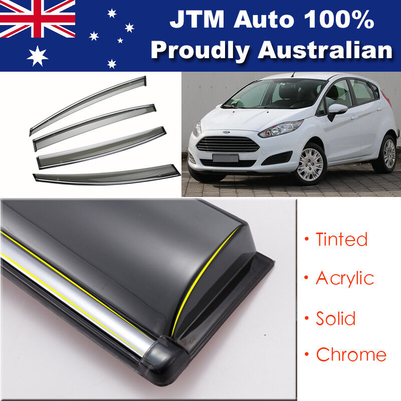 INJ Chrome Weather Shield Weathershield Window Visor For Ford Fiesta ...