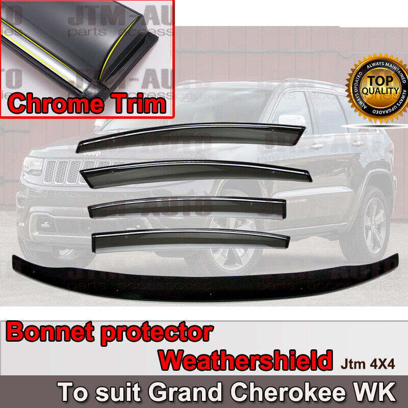 Bonnet Protector Guard + Weather Shields Visor to suit JEEP Grand ...