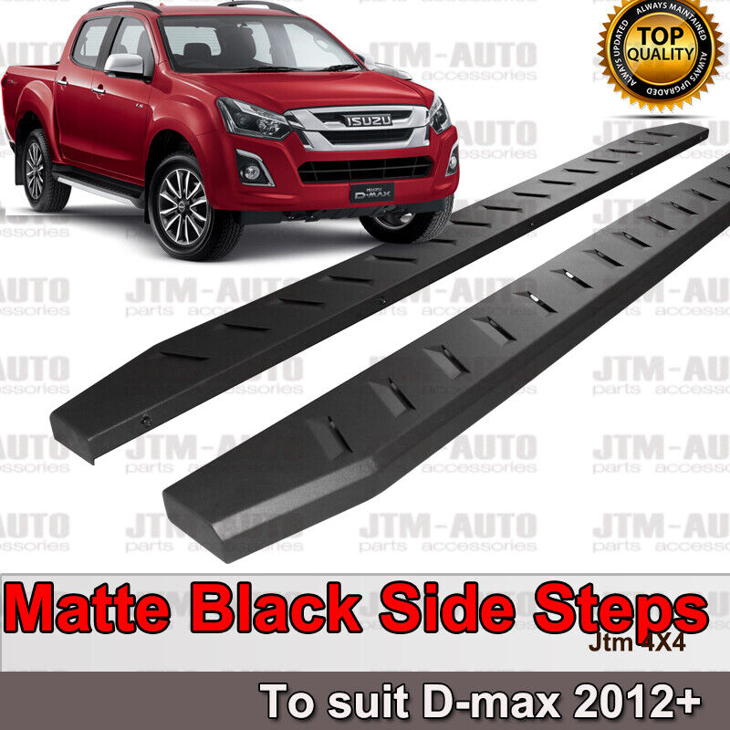 Heavy Duty Steel Black Off road Side Steps suit ISUZU D-max Dual Cab ...