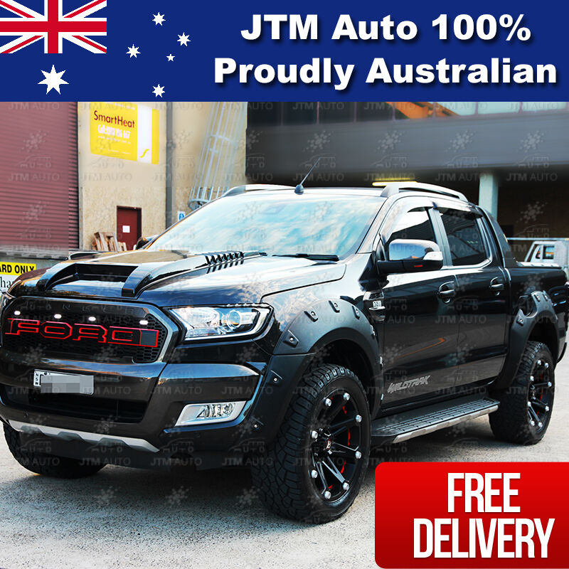 To suit Ford Ranger PX2 Wrinkle Matt Black Fender Flares Wheel Arch ...