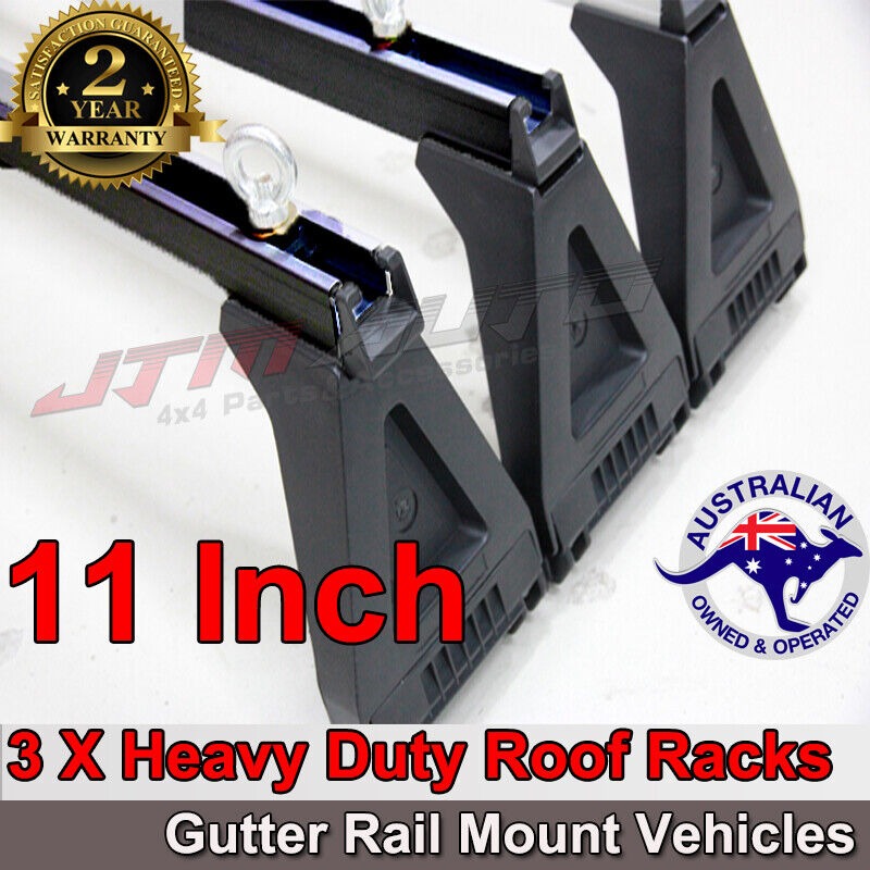 3 X 11“ Black Aluminium Heavy Duty Roof Racks For Gutter Rail Mount ...