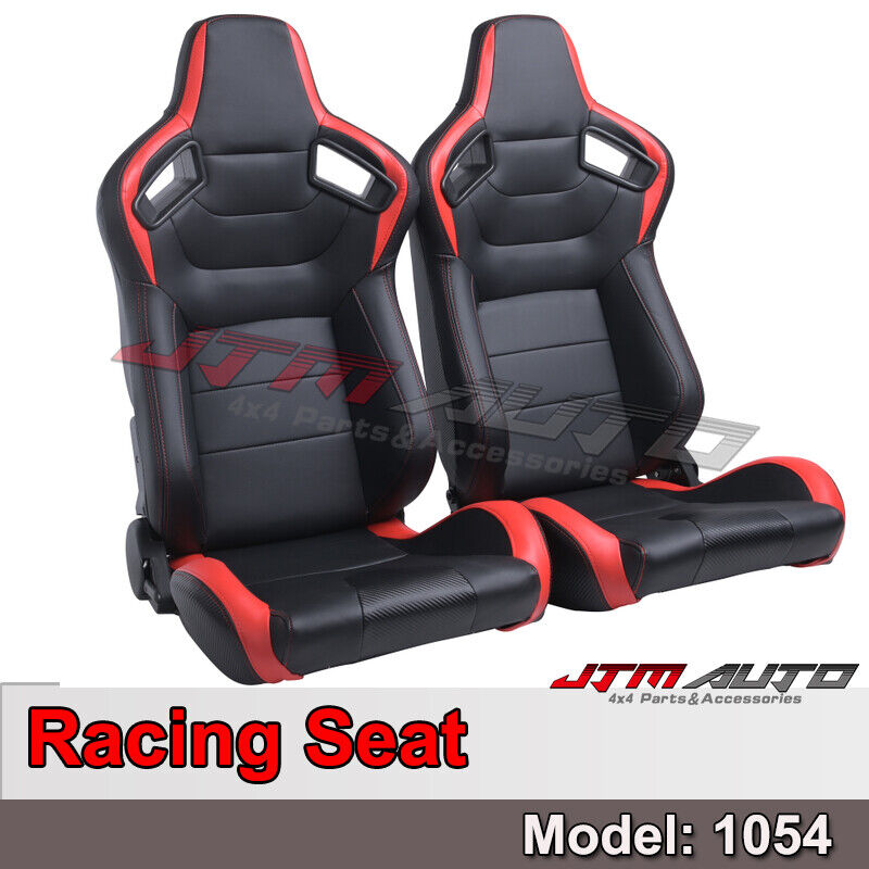 BN PAIR PU Leather BLACK RED RACING SPORT SEATS | JTM-AUTO