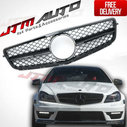 Panamericana Black C63 Style Bumper Grille Grill for Mercedes C-Class ...
