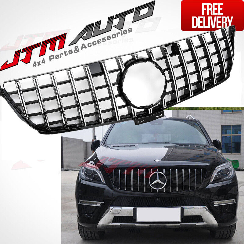 Chrome AMG GT Style Front Bumper Grille Grill For Mercedes-Benz ML ...