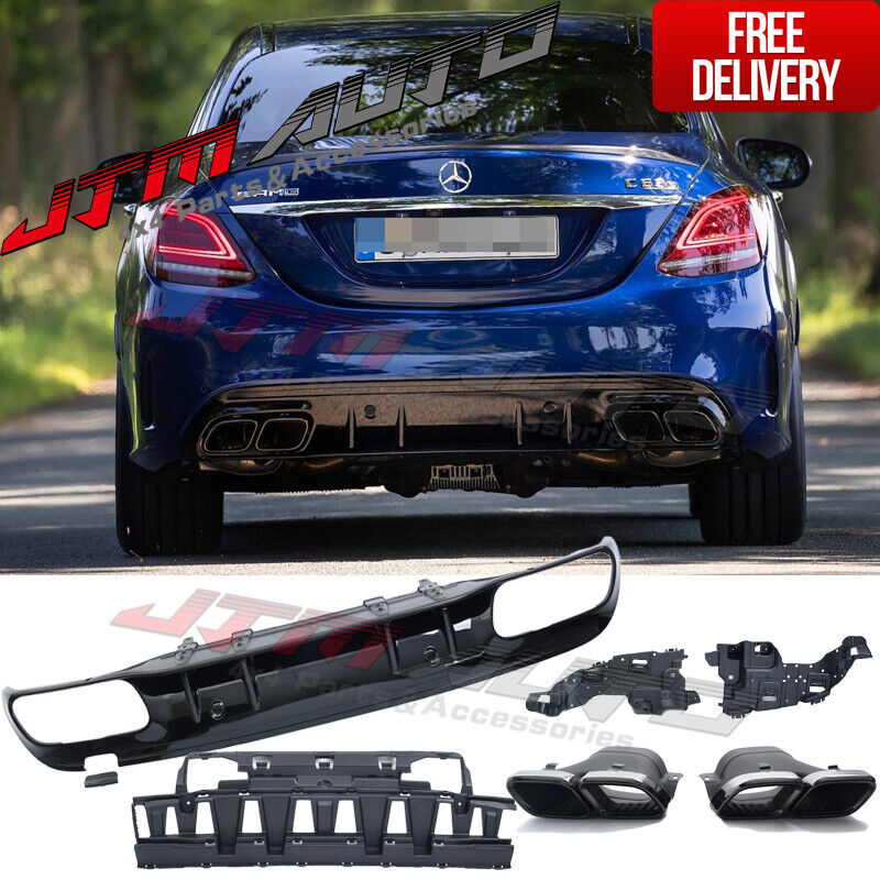 C63 AMG Style Bumper Diffuser & Exhaust Tips to suit Mercedes Benz C ...
