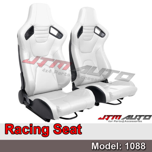 BN PAIR PU Leather WHITE RACING SEAT SPORT SEATS 1088 Wh | JTM-AUTO