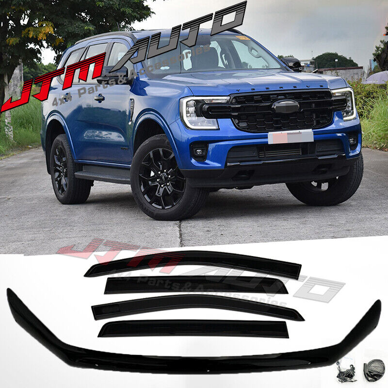 Bonnet Protector + Window Visors Weather shields to suit Ford Everest ...