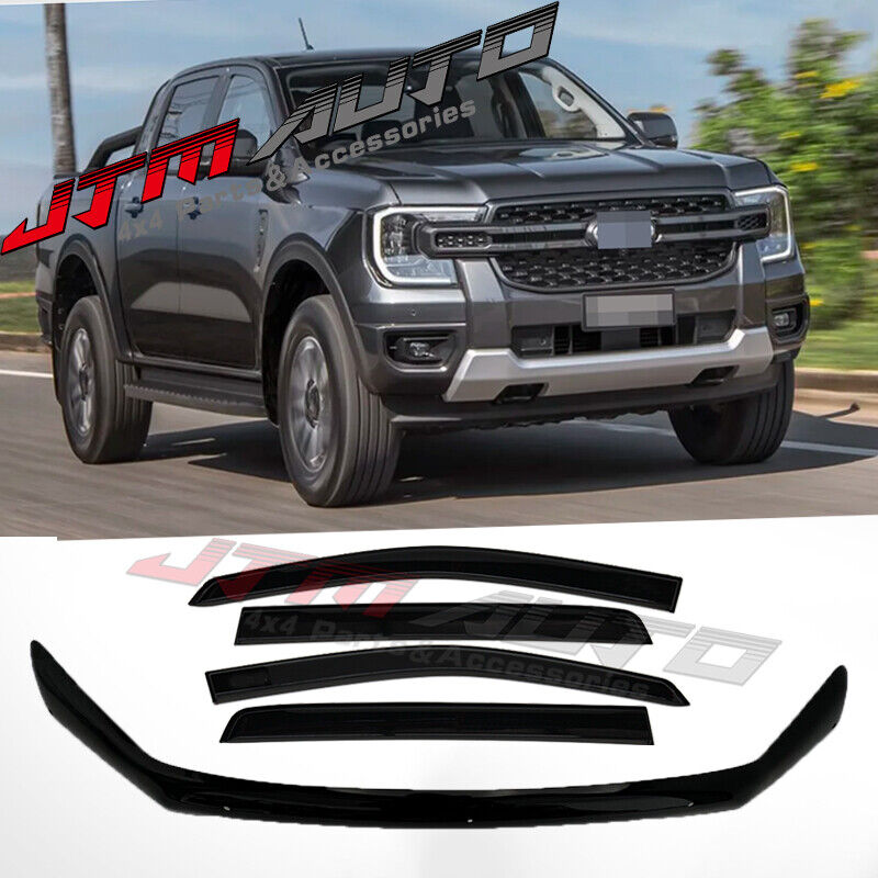 Bonnet Protector + Window Visors Weather shields to suit Ford Ranger ...