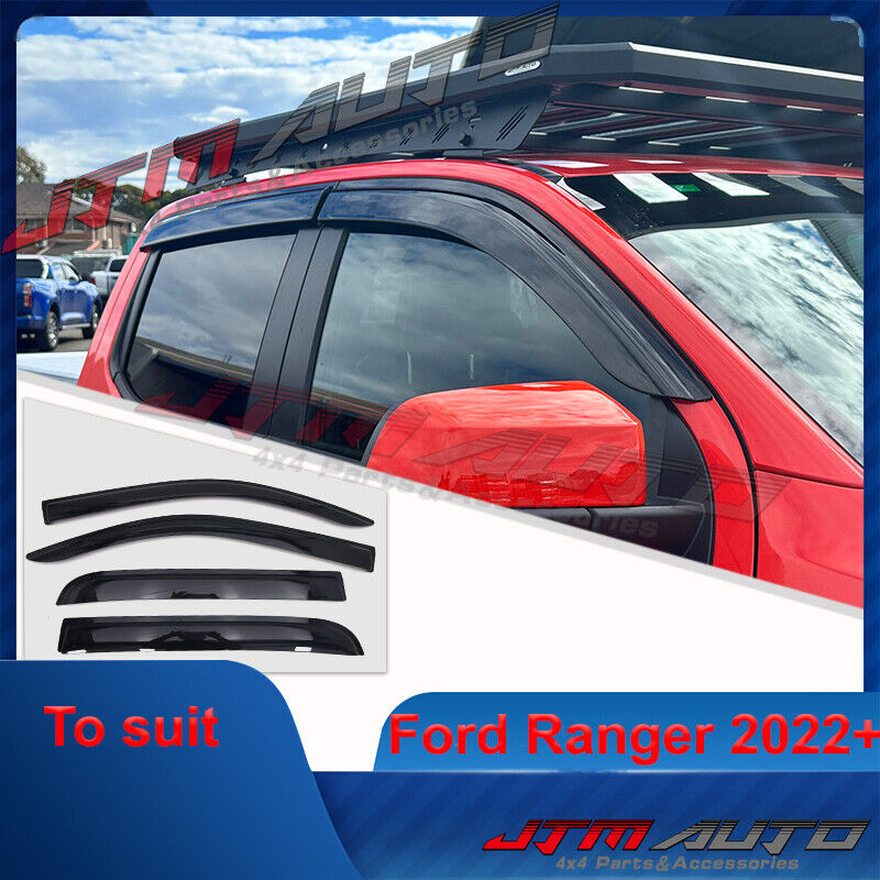 4pc Tinted Weather Shields Windows Visors to suit Ford Ranger Next Gen ...