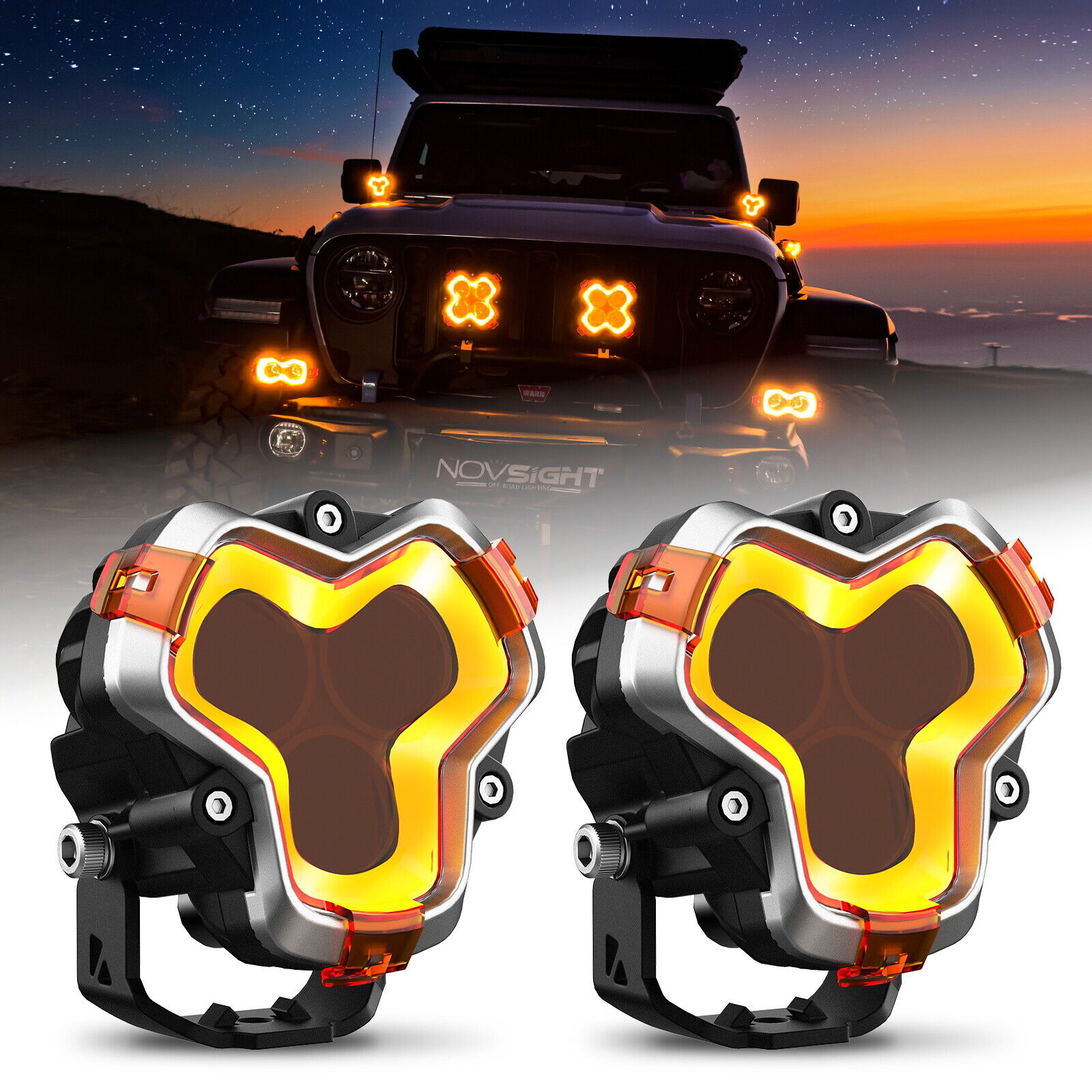 2x NOVSIGHT HALO LED Pod Light 3" LED Offroad Driving Light Fog Lamp ...